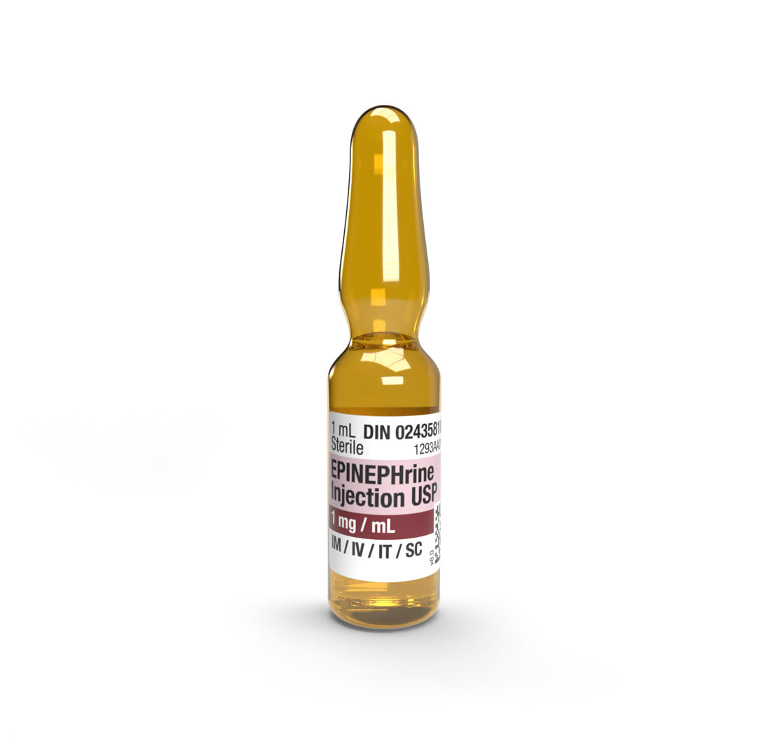 Hikma Epinephrine Inj. USP, 1mg/ml, Single Dose Ampoule, Box of 10