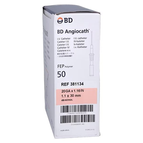 BD Angiocath Pink IV Catheter 20G x 1.16” - Box of 50